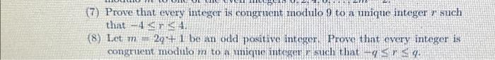 Solved (7) Prove that every integer is congruent modulo 9 to | Chegg.com