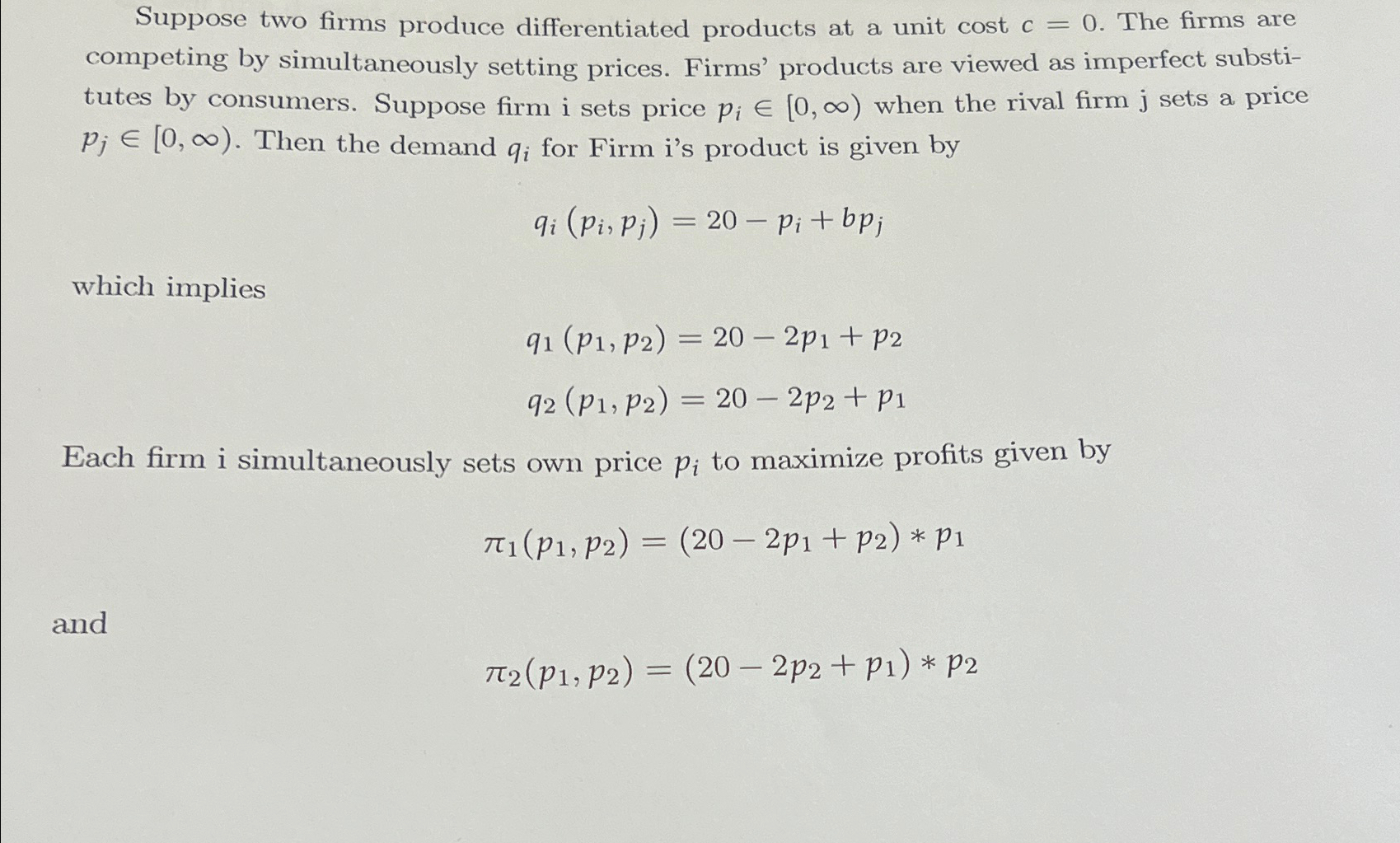 Solved Suppose two firms produce differentiated products at | Chegg.com