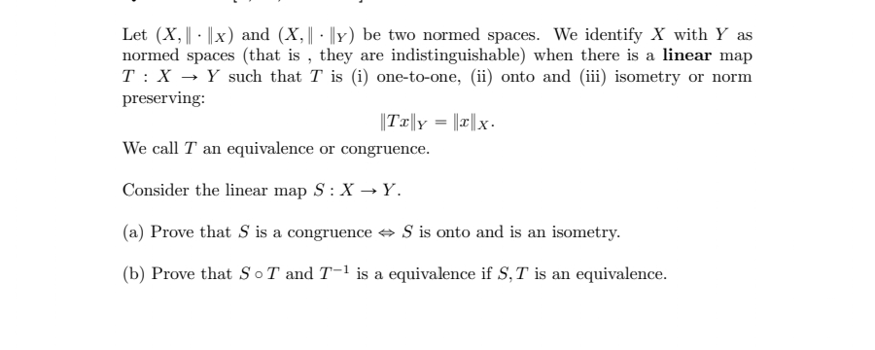 Solved Let (x,||*||x) and (x,||*||Y) be two normed spaces. | Chegg.com Solved Let (x,||*||x) and (x,||*||Y) be two normed spaces. | Chegg.com