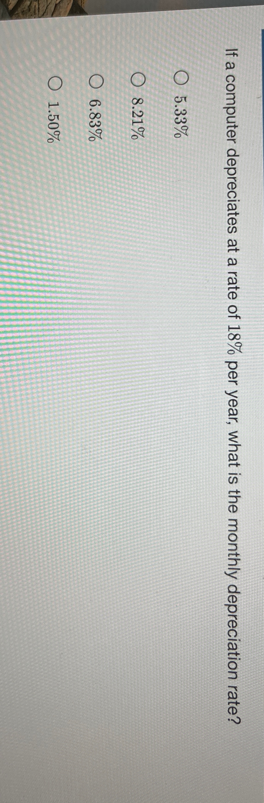 Solved If a computer depreciates at a rate of 18% ﻿per year, | Chegg.com