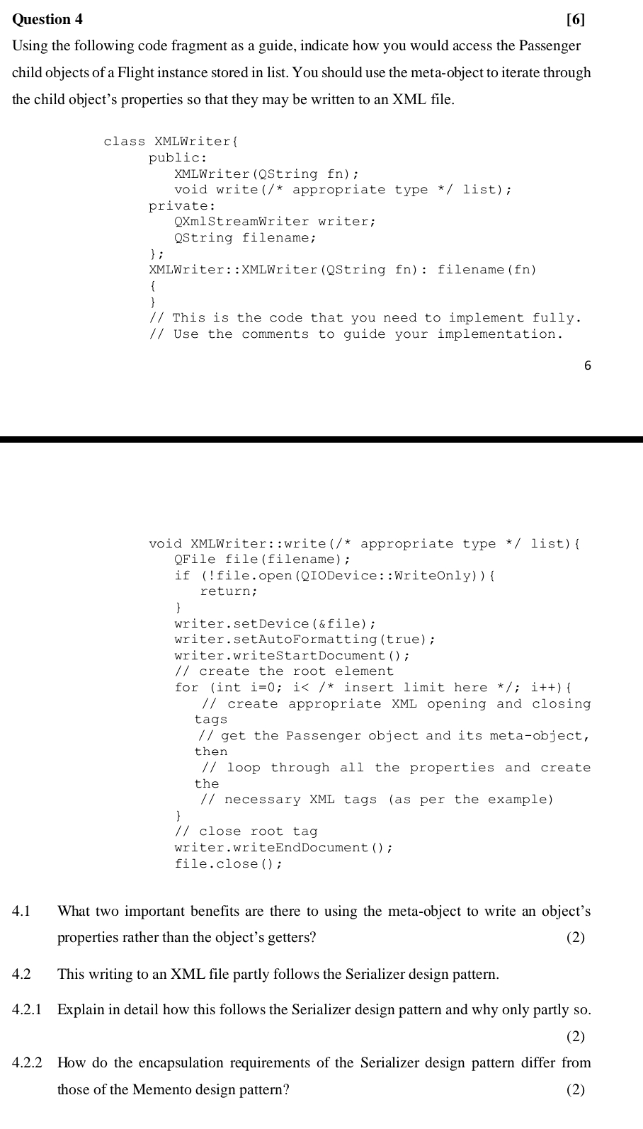 Question 4Using the following code fragment as a | Chegg.com