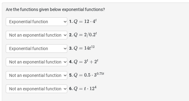 Solved Are the functions given below exponential | Chegg.com