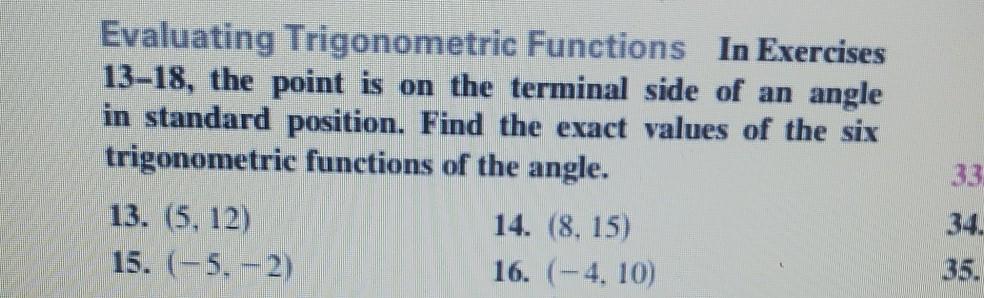 Solved Evaluating Trigonometric Functions In Exercises | Chegg.com