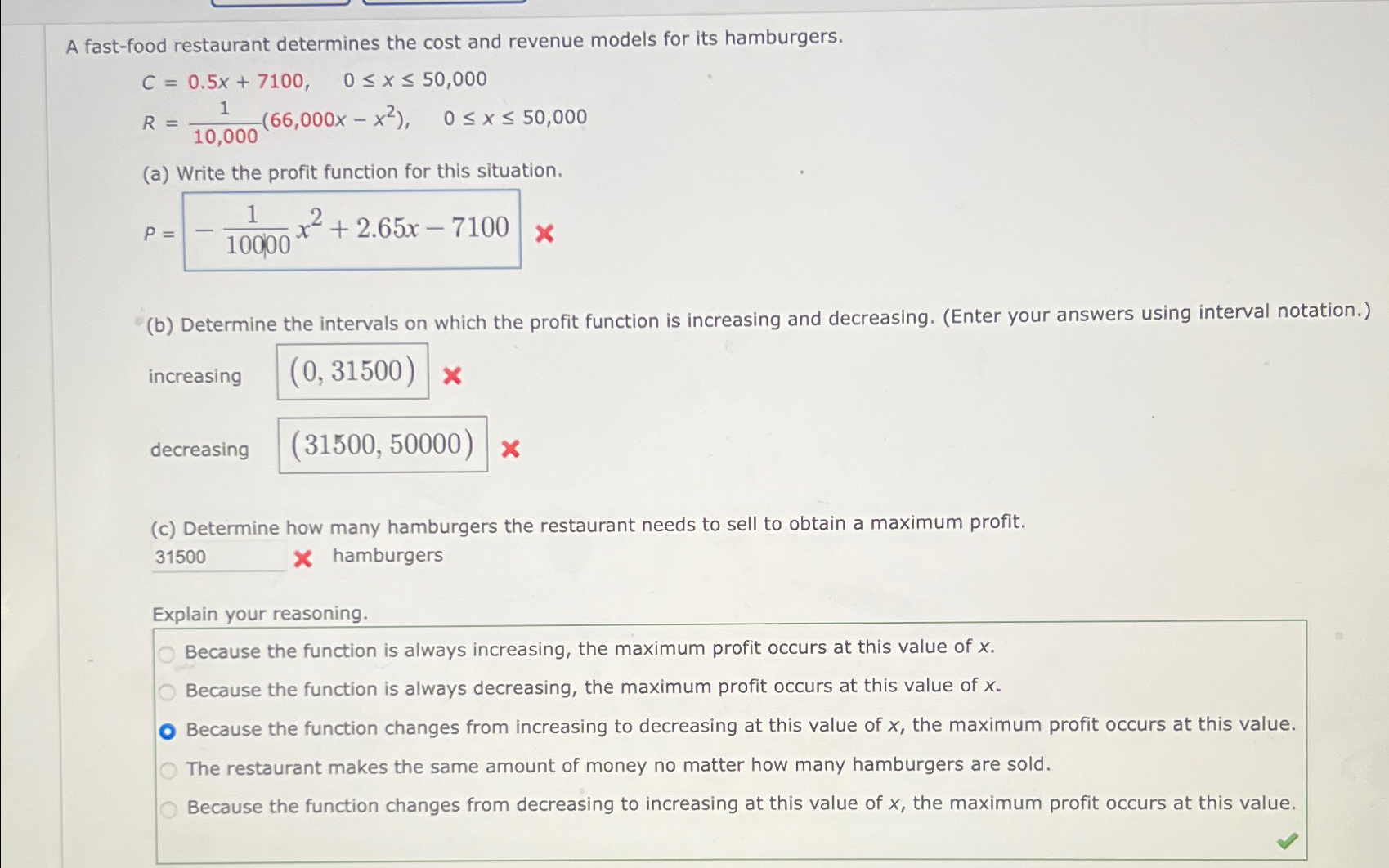 Solved A fast-food restaurant determines the cost and | Chegg.com
