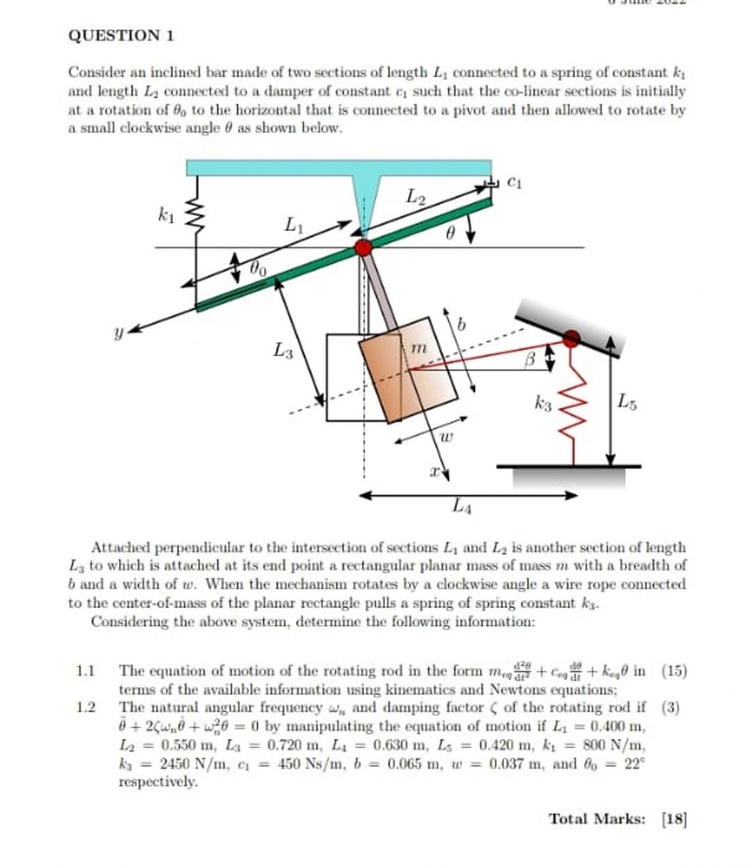 Solved QUESTION 1 Consider an inclined bar made of two | Chegg.com