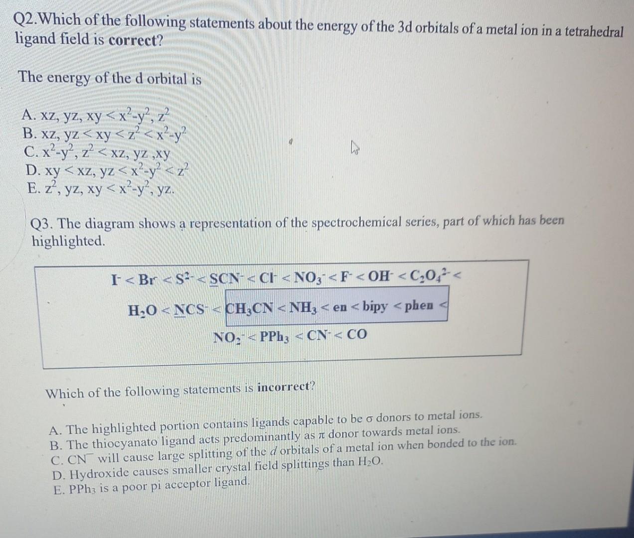 Solved Q2. Which of the following statements about the | Chegg.com