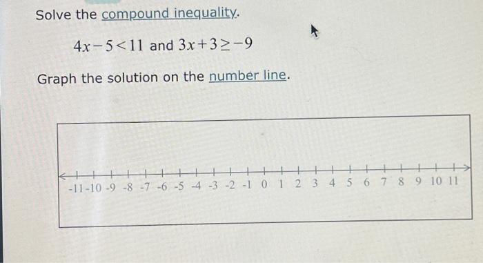Solved Solve the compound inequality. 4x−5
