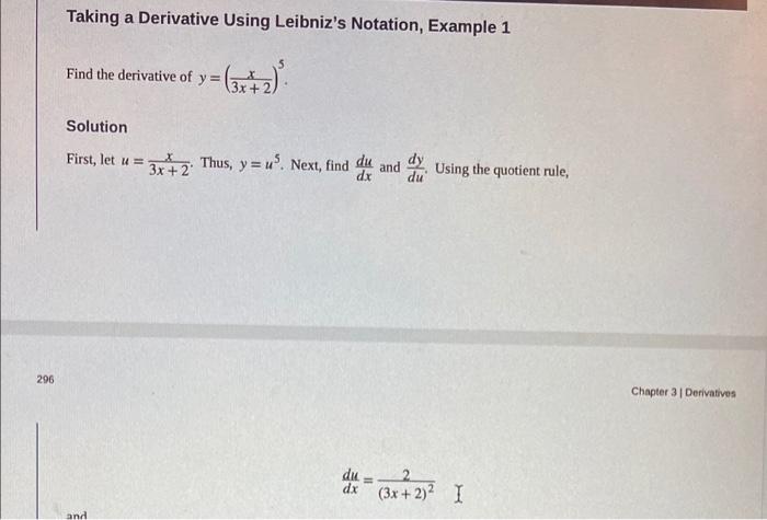Solved Taking a Derivative Using Leibniz's Notation, example | Chegg.com