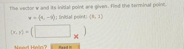 Solved The vector y and its initial point are given. Find | Chegg.com