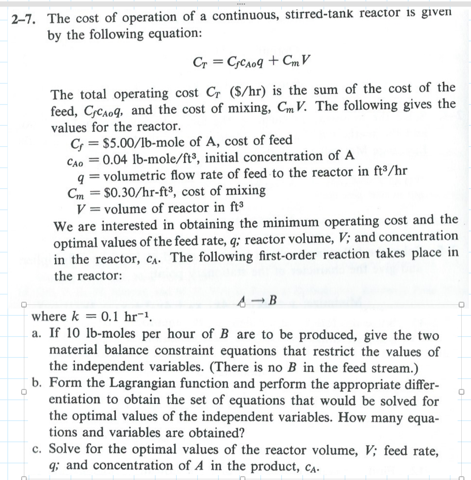 Solved 2-7. ﻿The cost of ﻿operation of ﻿a continuous, | Chegg.com