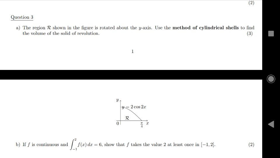 Solved (2) Question 3 a) The region R shown in the figure is | Chegg.com