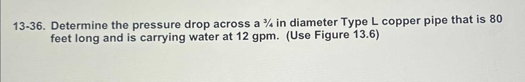 Solved 13-36. ﻿Determine the pressure drop across a 34 ﻿in | Chegg.com