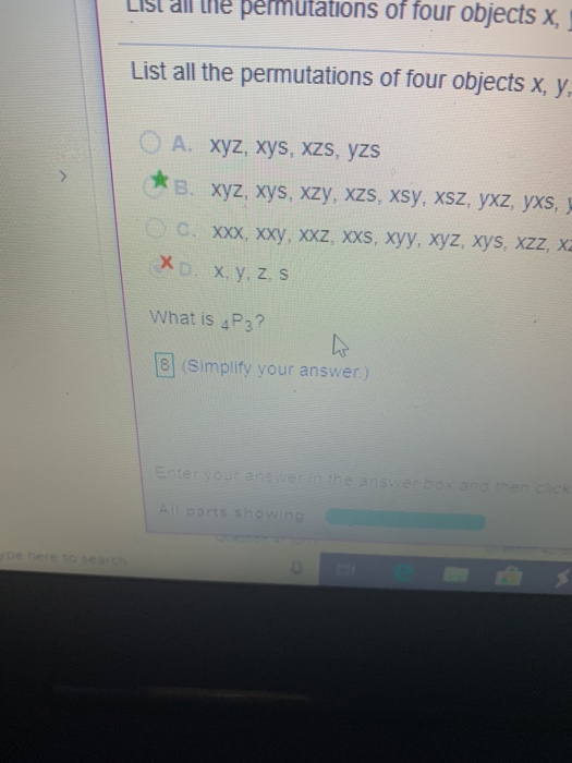 Solved LIST al lle permutations of four objects x, List all | Chegg.com
