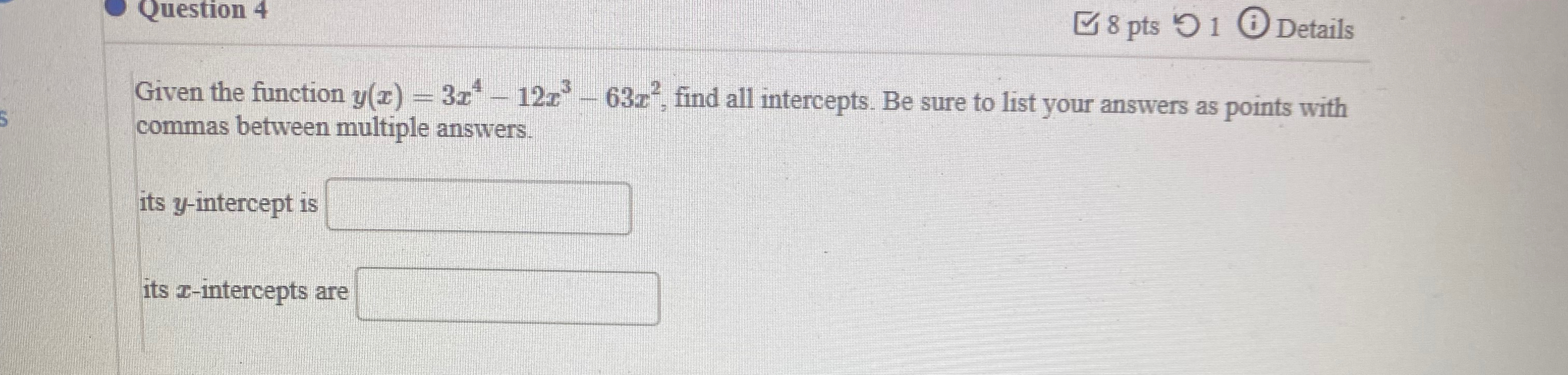 Solved Question 48pts(i) ﻿DetailsGiven the function | Chegg.com
