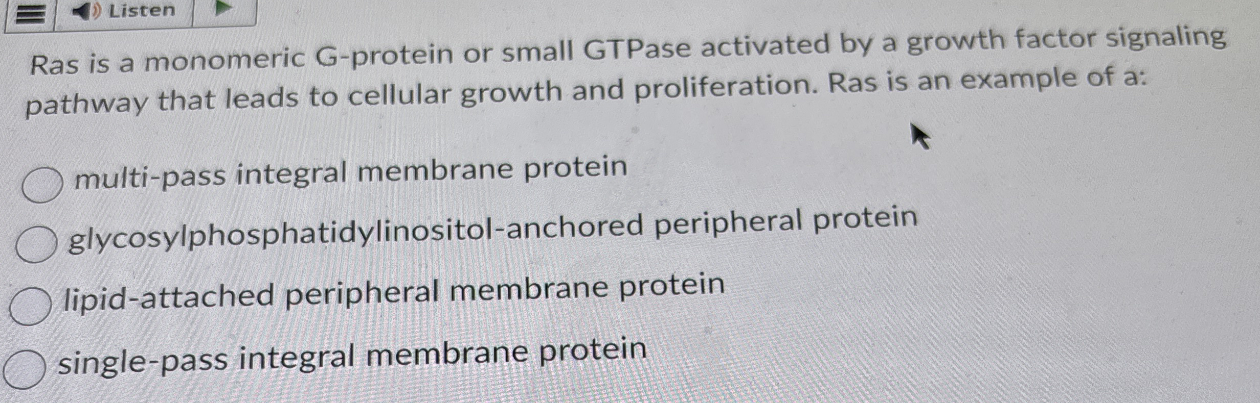 Solved ListenRas is a monomeric G-protein or small GTPase | Chegg.com