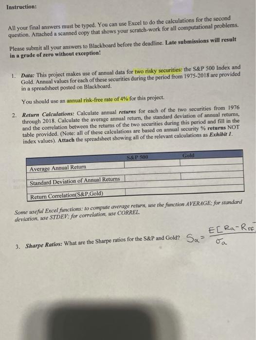 Solved Instruction: All your final answers must be typed. | Chegg.com