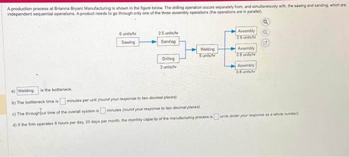 [Solved]: A production process at Brianna Bryant Manufactur