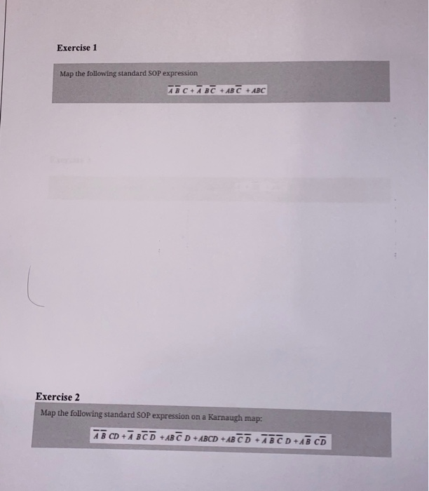 Solved Exercise 1 Map the following standard SOP expression | Chegg.com