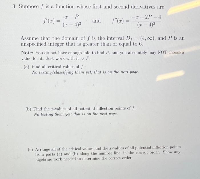 Solved 3. Suppose f is a function whose first and second | Chegg.com