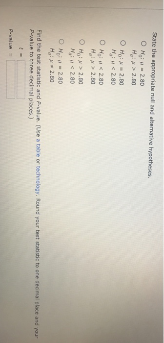 Solved State the appropriate null and alternative | Chegg.com