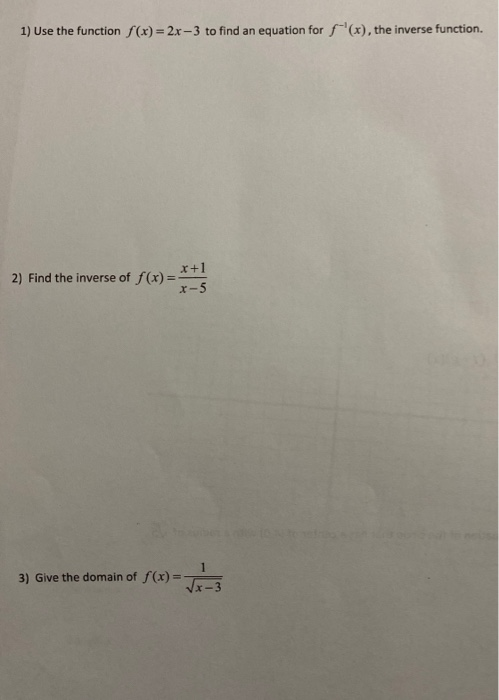 Solved 1) Use the function f(x)=2x-3 to find an equation for | Chegg.com
