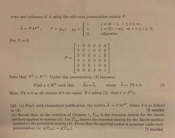 rows and columns of A using the odd-even permutation | Chegg.com