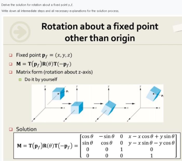 Solved Derive the solution for rotation about a flxed point | Chegg.com