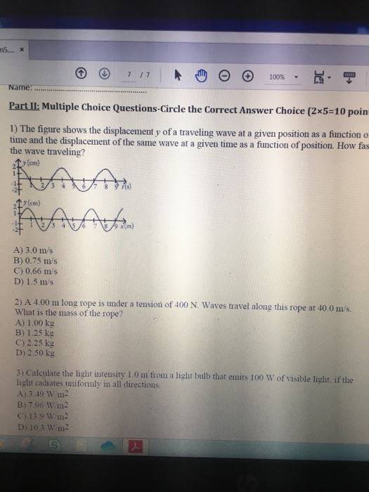 Solved n5 X Name:.. Part II: Multiple Choice | Chegg.com