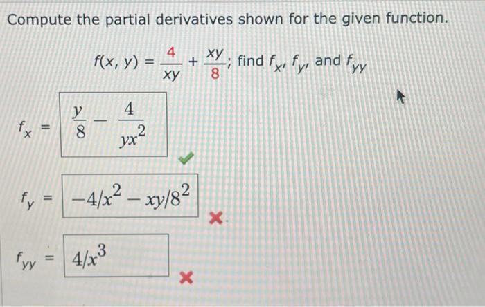 Solved Compute the partial derivatives shown for the given | Chegg.com
