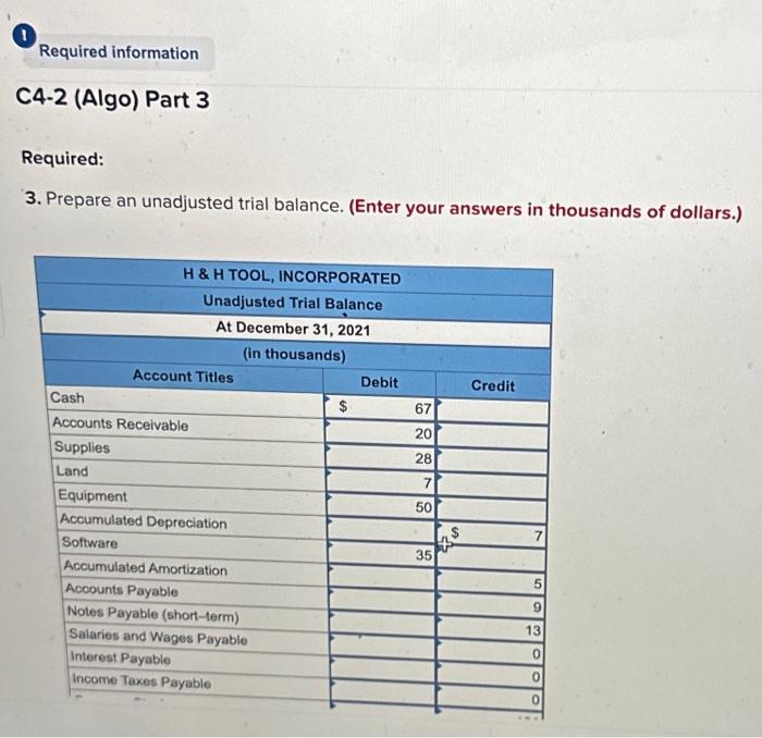Solved Transactions and events during 2021 (summarized in | Chegg.com