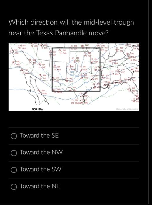 Solved Which direction will the mid-level trough near the | Chegg.com