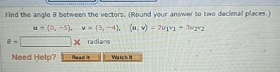 Solved Find the angle \theta between the vectors. (Round | Chegg.com