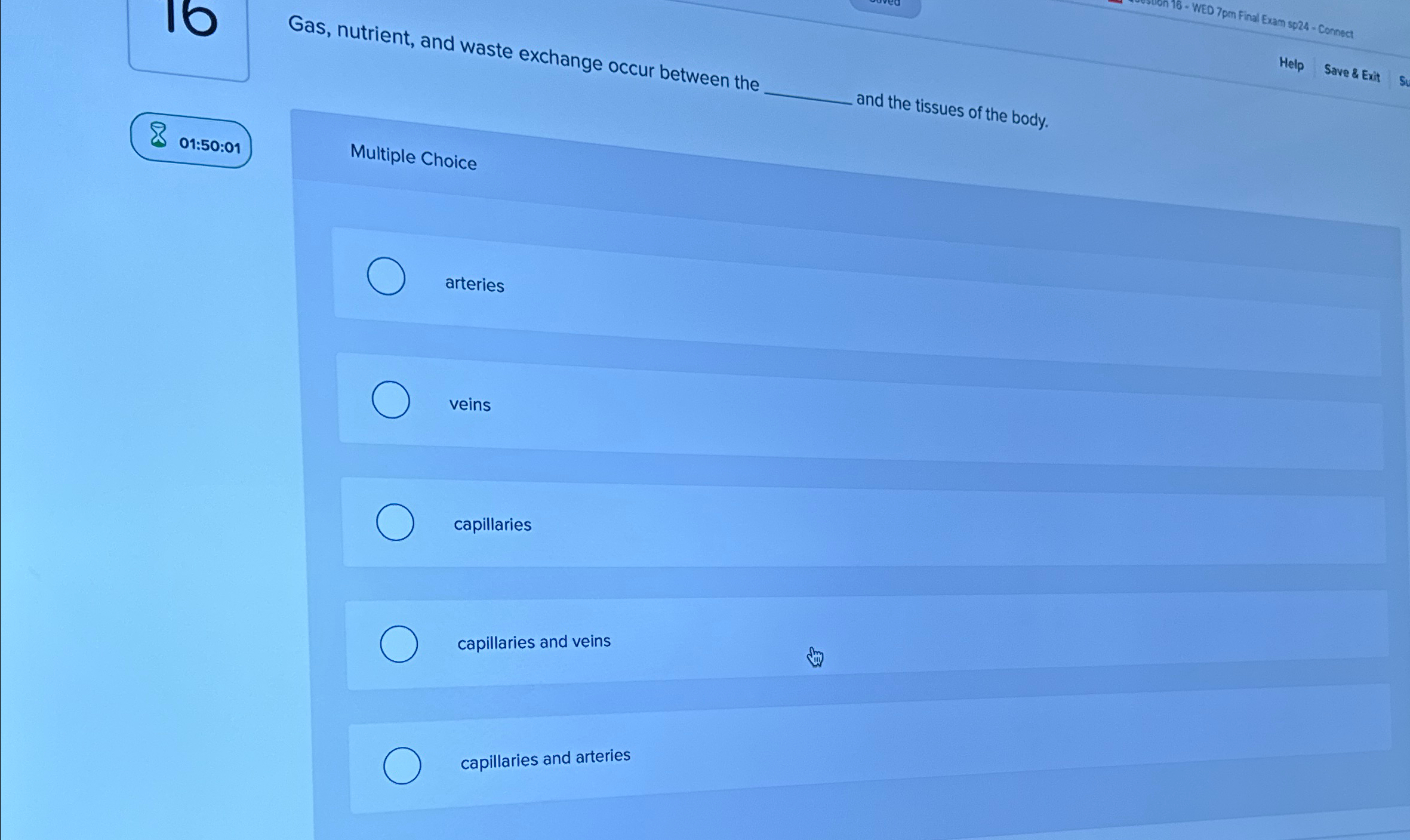 Solved Gas, nutrient, and waste exchange occur between the | Chegg.com