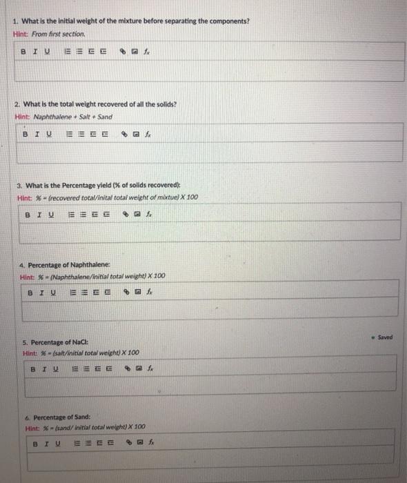 Solved Percentage Yeild using the formula: % Yield = grams | Chegg.com