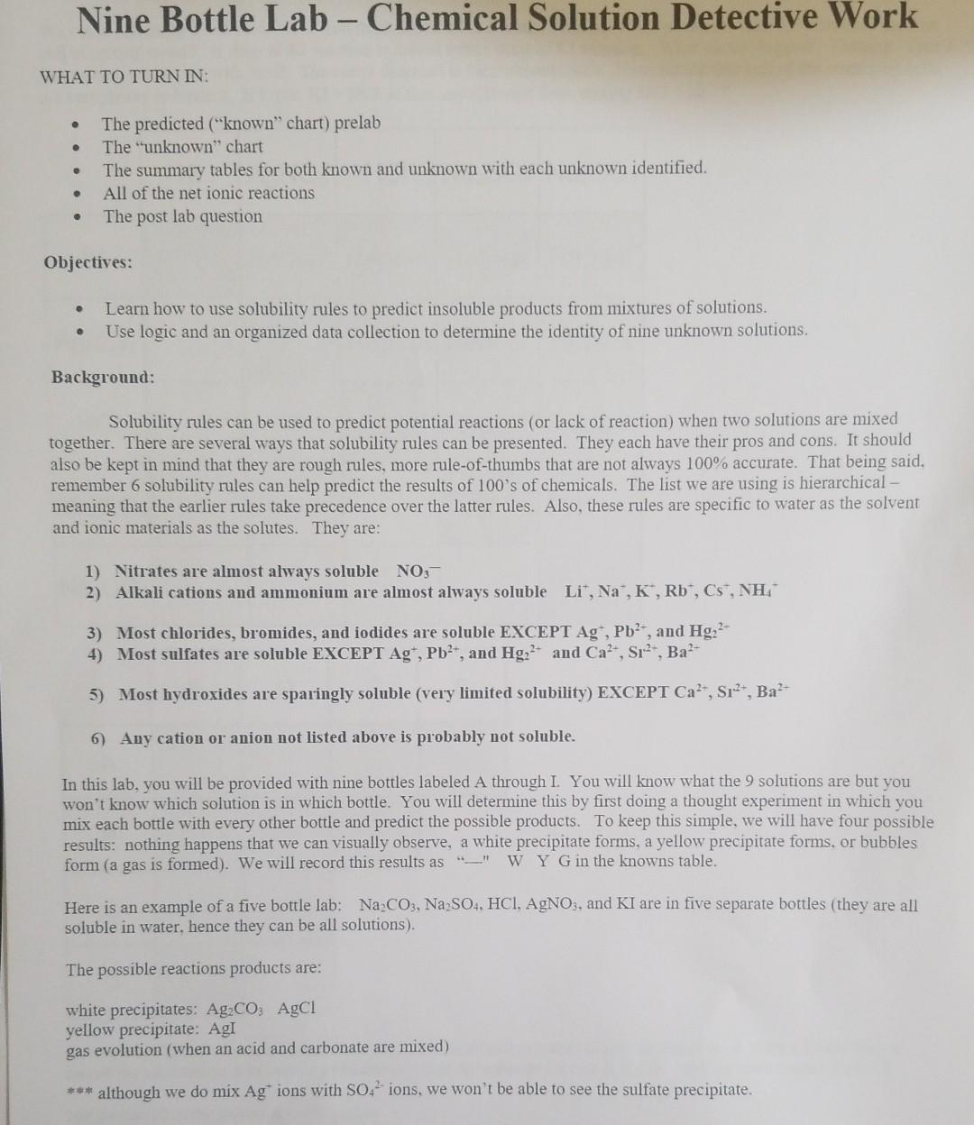 Solved WHAT TO TURN IN: - The predicted ("known" chart) | Chegg.com