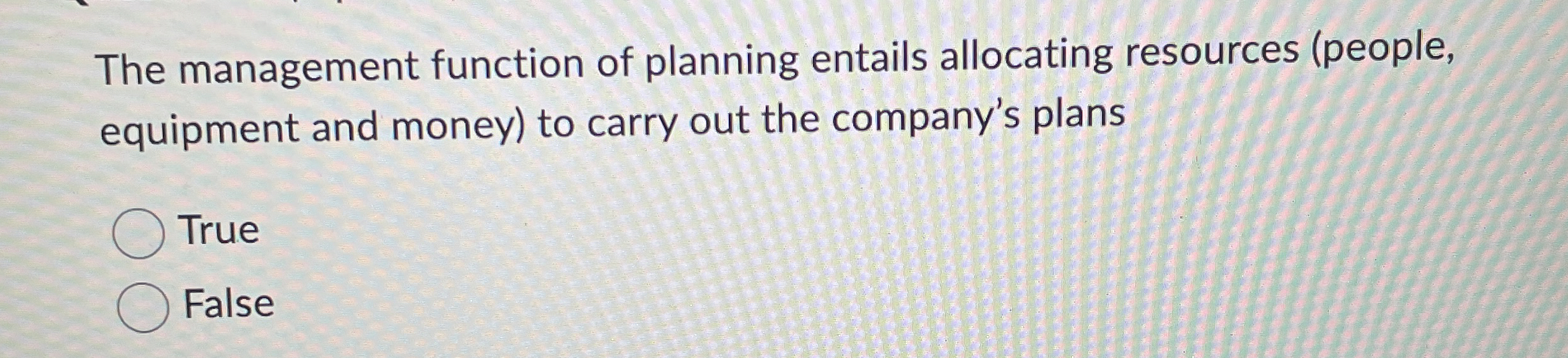 Solved The management function of planning entails | Chegg.com