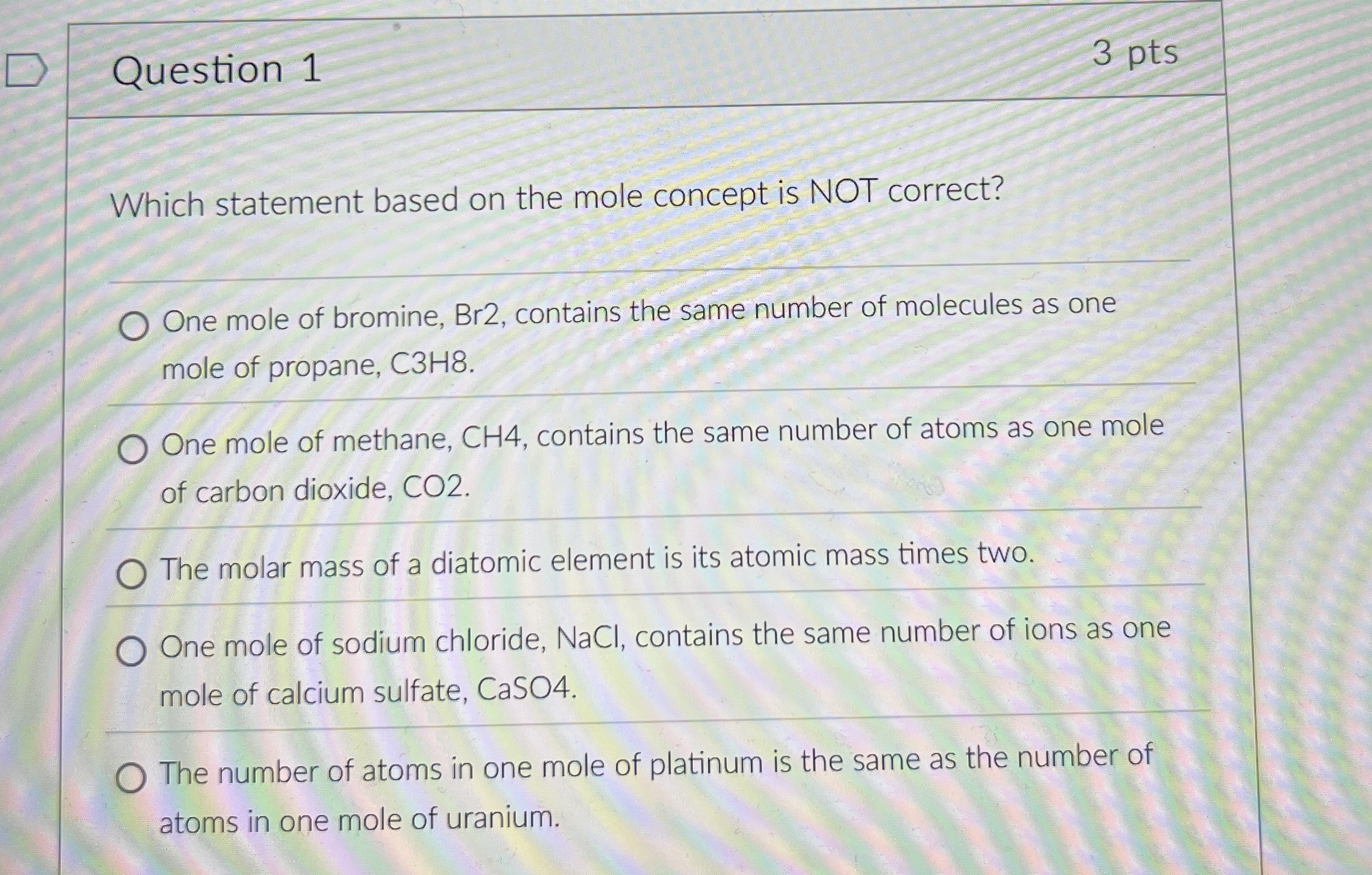 Solved Question 13 ﻿ptsWhich statement based on the mole | Chegg.com