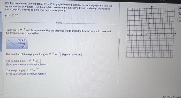 Solved Use transformations of the graph of f(x)=2x to graph | Chegg.com