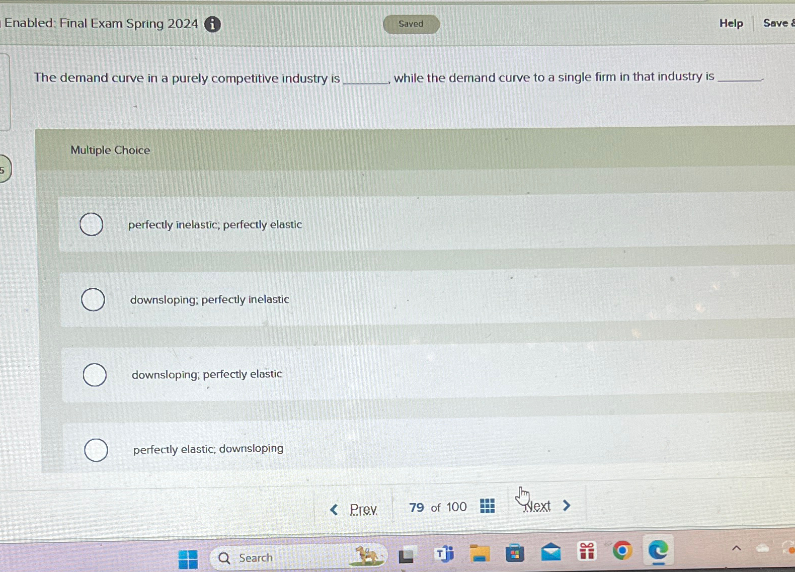 Solved Enabled: Final Exam Spring 2024HelpThe demand curve | Chegg.com