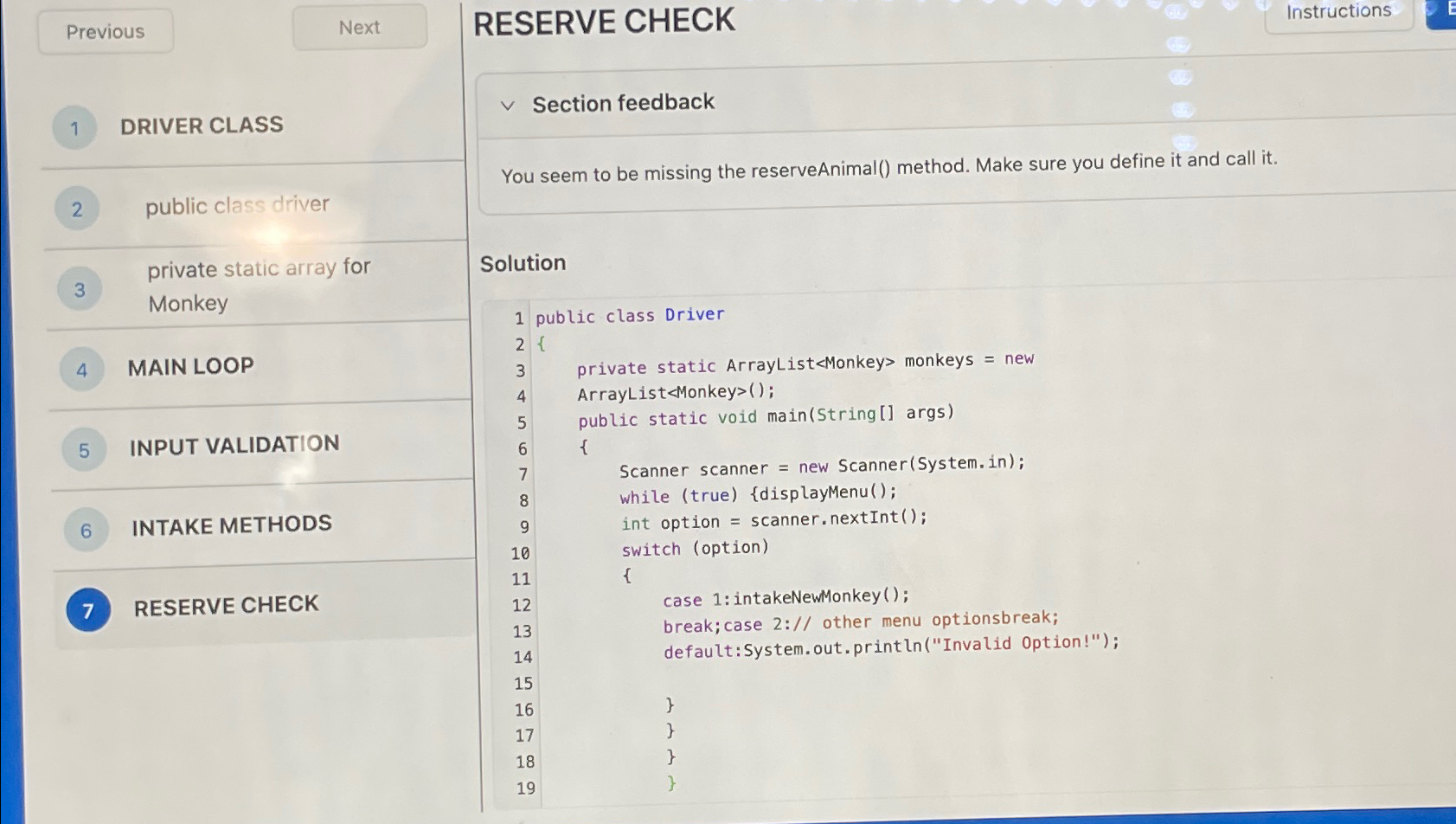 Solved RESERVE CHECKDRIVER CLASSpublic class driverprivate | Chegg.com