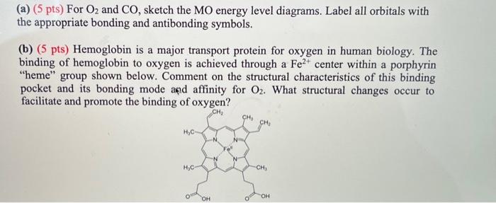Solved (a) (5 pts) For O2 and CO, sketch the MO energy level | Chegg.com