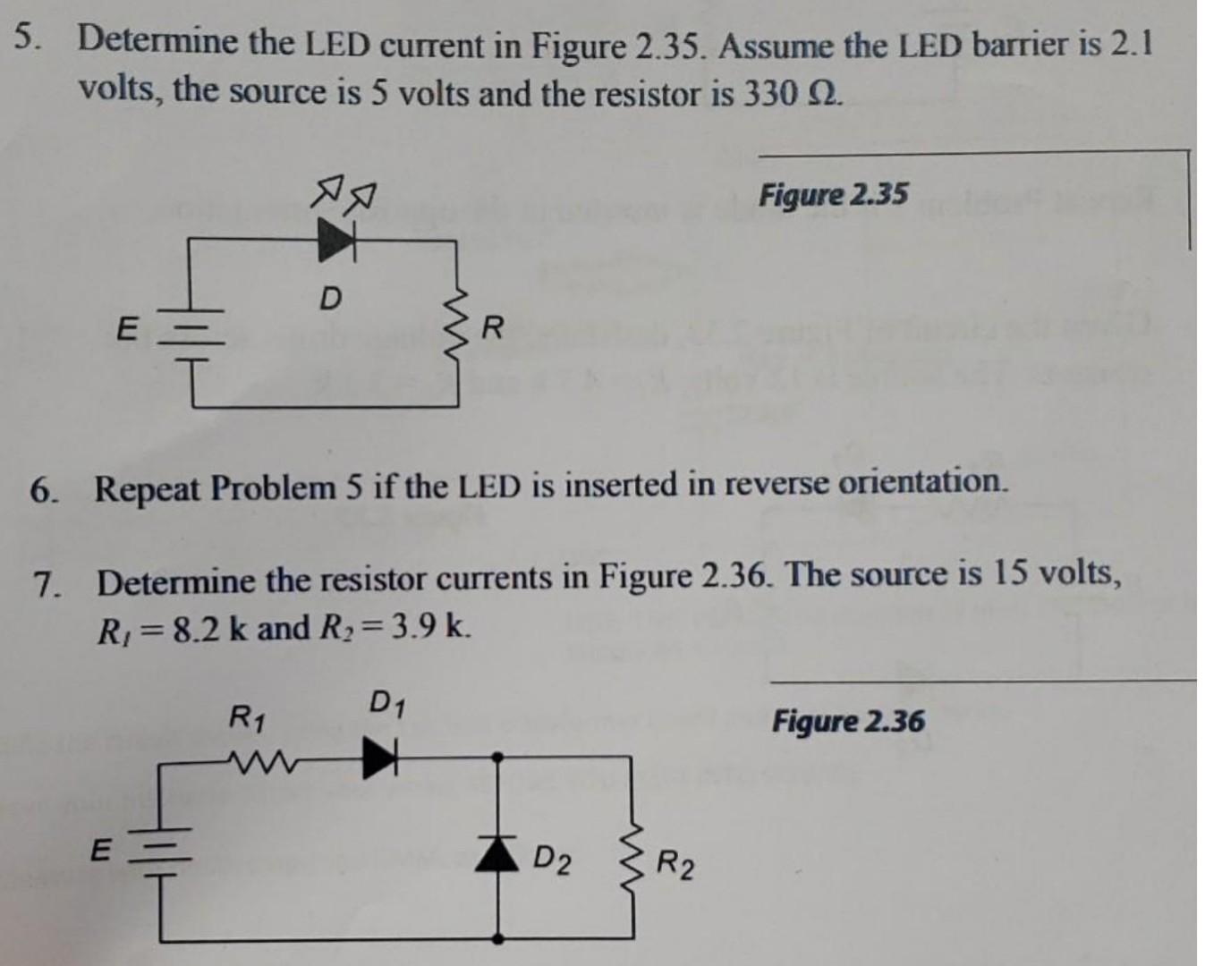 Solved 5. Determine the LED current in Figure 2.35. Assume | Chegg.com