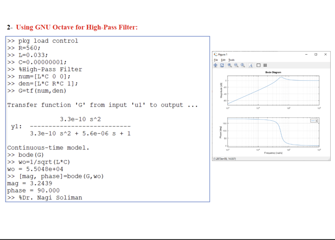 Solved 2- Using GNU Octave for High-Pass Filter: > pkg load | Chegg.com
