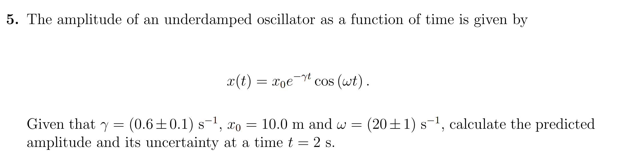 Solved The amplitude of an underdamped oscillator as a | Chegg.com