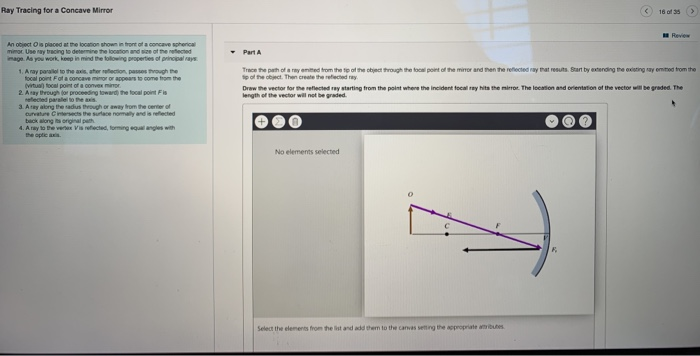 Solved Ray Tracing for a Concave Mirror 18 of - Part A An | Chegg.com