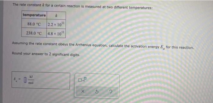 Solved The rate constant k for a certain reaction is | Chegg.com