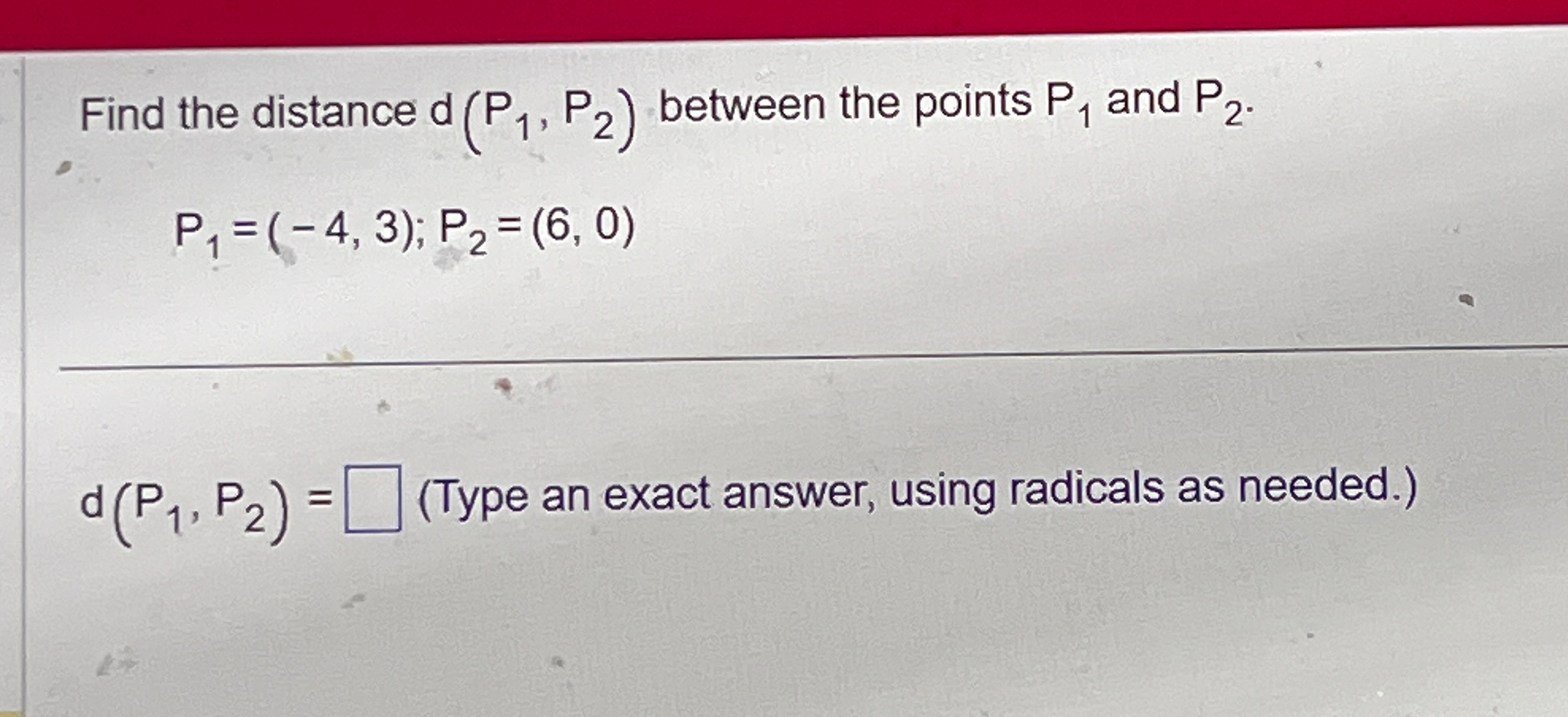 Solved Find the distance d(P_(1),P_(2)) between the points | Chegg.com