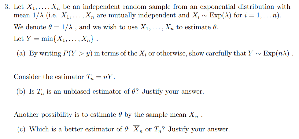 Solved Let x1,...,xn ﻿be an independent random sample from | Chegg.com