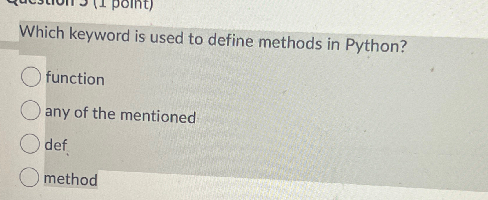 Solved Which keyword is used to define methods in | Chegg.com