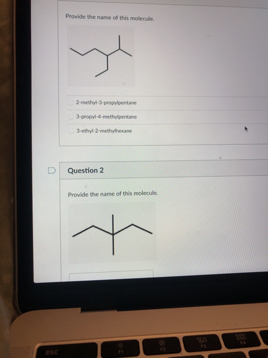Solved Provide the name of this molecule. | Chegg.com